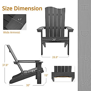 LUE BONA Wave Design Adirondack Chair Set of 2, Poly HDPS Adirondack Chairs, Modern Fire Pit Chairs Weather Resistant for Outdoor,Deck,Balcony,Garden, Backyard, Dark Brown