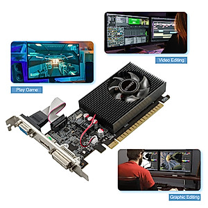 QTHREE NVIDIA GT 730 4GB Graphics Card,DDR3,128-Bits,Video Card for PC,PCI Express x16,DVI-I,HDMI,VGA,Low Profile Computer GPU,DirectX 11,Support 2K