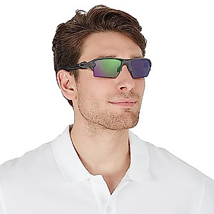 Oakley Men's OO9188 Flak 2.0 XL Rectangular Sunglasses, Steel/Prizm Road Jade, 59 mm