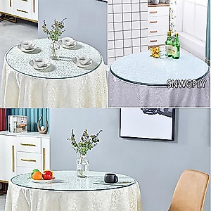 SNWGPLY Kitchen Dining Table Top, Round Dining Table Glass Table Top, Round Glass Table Top Replacement, 6 Non-Slip Rubber Pads, 35-100cm, Easy to Clean, Transparent