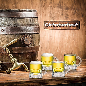 Fasmov 30 Pack Mini Plastic Beer Mugs,1 oz Beer Mug Shot Glasses with Handles, Reusable Clear Beer Stein Beer Tasting Glasses for Beer Festival Party Barbecue Wedding Supplies