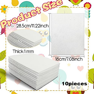 Felt Sheets Fabric, 7" x 11" Felt Fabric for Crafts 10Pcs Halloween Christmas Fabric Fall Felt for DIY and Sewing Projects (White)