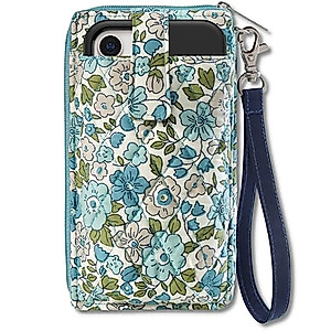 Bella Taylor Cell Phone Wristlet Wallet for Women with Smartphone Pocket and RFID Protection, Delicate Floral Blue