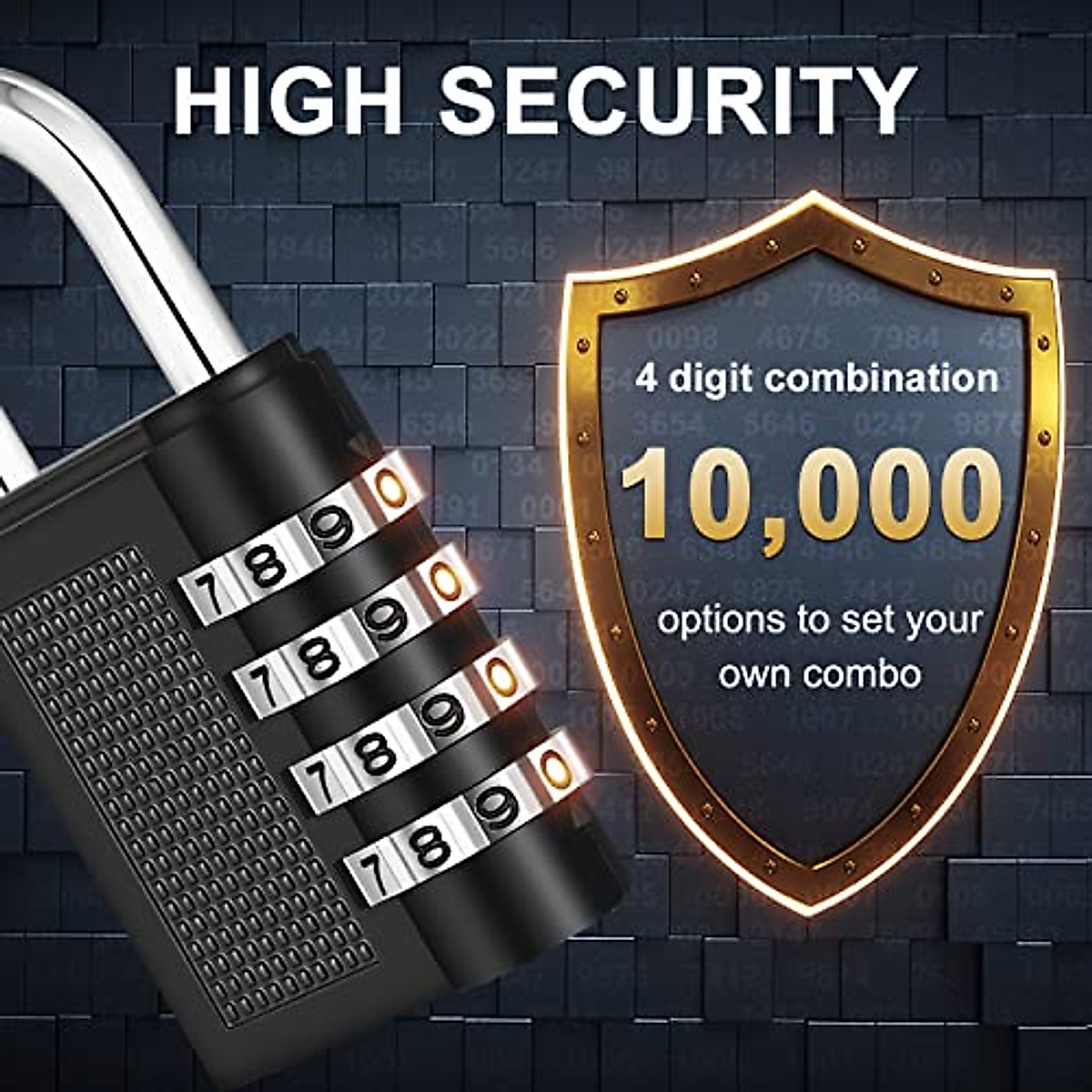 ZHEGE Gym Lock, 4 Digit Combination Lock for Locker, Fence, School, Toolbox, Hasp Storage (Black)