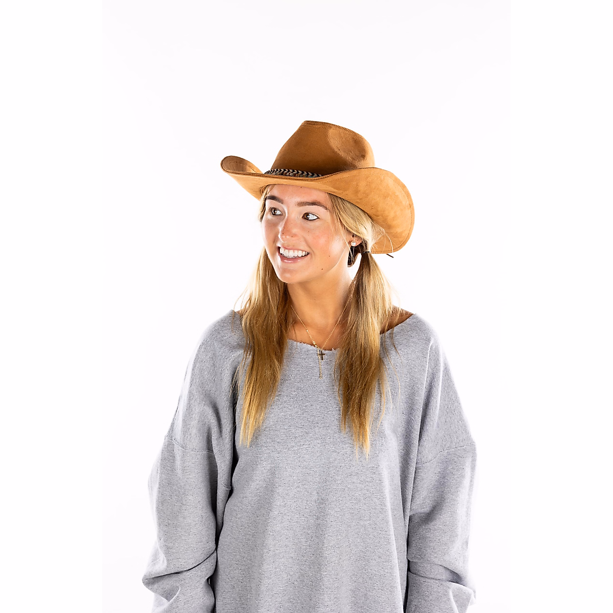 Funky Junque Women's Cowboy Hat - Suede w/Multi Thread Trim - Camel