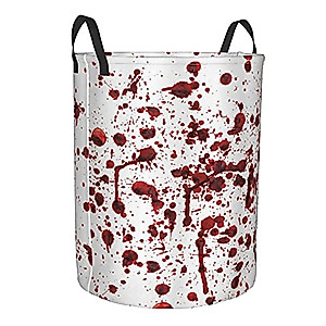 Laundry Basket,Splashes Of Blood Style Bloodstain Horror Scary Zombie Halloween Themed,Large Canvas Fabric Lightweight Storage Basket/Toy Organizer/Dirty Clothes Collapsible Waterproof For College Dorms-Large