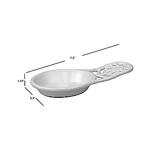 Home Basics Sunflower Collection Heavy-Duty Cast Iron Wide head Spoon Rest (White)