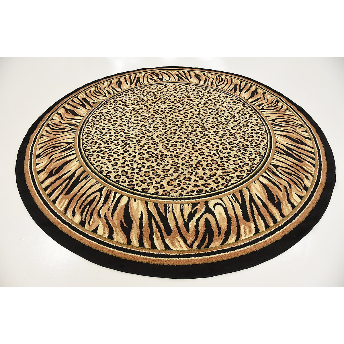 Unique Loom Wildlife Collection Animal Inspired with Cheetah Bordered Design Area Rug, 8 ft, Ivory/Black