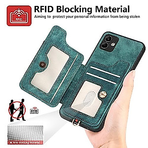 Case for Samsung A04 Leather Wallet | Wrist Strap | Kickstand | Card Slot | RFID Blocking | Ring Hoder | Magnetic Car Mount Function Phone Cover - Green