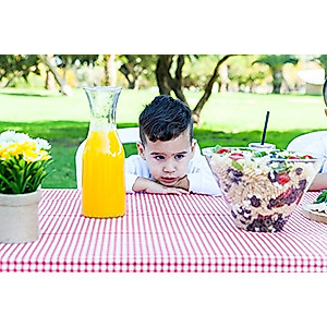 TopTableCloth Table Cover Red & White Checkered tablecloths Elastic Corner Fitted Rectangular Folding Table 6 Foot 30" x 72" Table Cloth Waterproof Vinyl Flannel Plastic Tablecloth for Camping Picnic