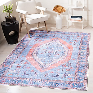 SAFAVIEH Serapi Collection Area Rug - 9' x 12', Light Blue & Beige, Boho Chic Design, Non-Shedding Machine Washable & Slip Resistant Ideal for High Traffic Areas in Living Room, Bedroom (SEP356J)