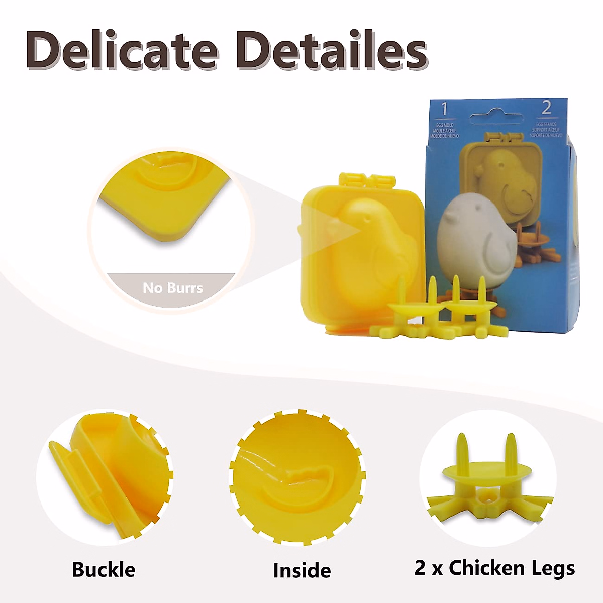 Hard-boiled Egg Mold 3D Cute Chicken Shape Egg Tool DIY Kids Bento Accessories Kitchen Creative Gadget (yellow chicken)