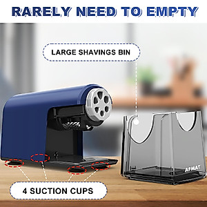 Heavy Duty Electric Pencil Sharpener, 6 Holes, AFMAT Classroom Sharpener for 6-11mm Pencils, Auto Stop, Super Fast, Save Pencils, School Teacher Must Have Pencil Sharpeners Plug in, Blue
