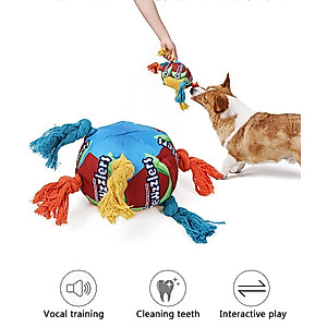 Squeaky Dog Toy - Durable Dog Toys for Aggressive Chewers, Squeaky Chew Toys for Aggressive Chewers Large Breed, Tough Dental Chew Dog Toys for Large Medium Breed. Clean Dog Teeth (Ball)