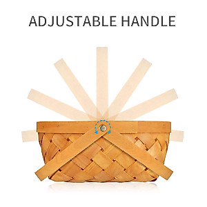 Wooden Small Woven Basket, 8.4 x 6.2 x 3.9 inch Portable Handmade Rattan Storage Container with Handle - Easter Baskets for Collecting Eggs Portable Toilet