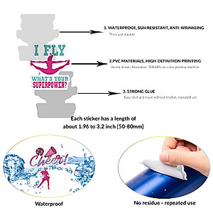 Cheer Stickers | 50pcs Waterproof Cheerleading Stickers, Cheer Vinyl Decal for Water Bottle Laptop Megaphone Bike Scrapbooking, Bulk Cheerleading Gifts for Cheerleaders Teens Boys and Girls