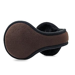 Winter Men Earmuffs, Big Size Foldable Polar Fleece Ear Warmers Women Adjustable Ear Muffs for Outdoor Activities (Brown)