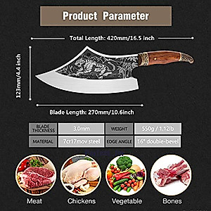 Golden Bird Meat Cleaver Knife Hand Forged Tiger Cleaver Heavy Duty Bone Chopper Outdoor Camping Knife Butcher Knife for Meat Cutting