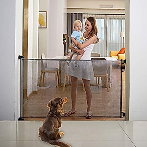 EasyBaby Extra Wide Retractable Baby Gate, 33" Tall, Extends up to 71" Wide, Grey/Child Safety Baby Gates, Pet Retractable Gates for Stairs, Doorways, Hallways, Indoor and Outdoor