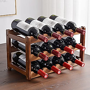 Maydear Multi-Tier Bamboo Wine Rack, Wine Racks Countertop, Freestanding Display Stand Shelves-3 Tier