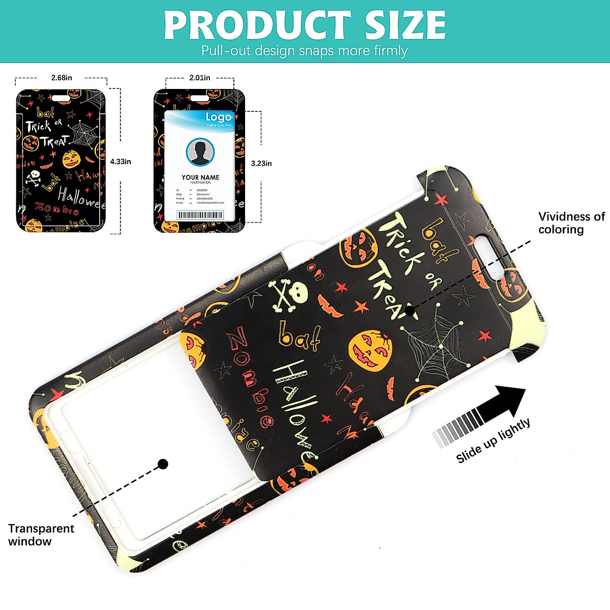 Oalushf ID Badge Holder with Lanyard, ID Badge Holders Retractable with Heavy Duty Reel, Detachable Lanyards for ID Badges for Women Men Nurse Doctor Teacher Student Office Gifts, Pumpkin