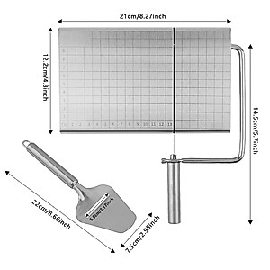 CALIDAKA Cheese Slicer & Cheese Cutter, Stainless Steel Cheese Slicer with 5 Replacement Wires,Cheese Cutter for Block Cheese, Metal Cheese Slicer Cutting Board