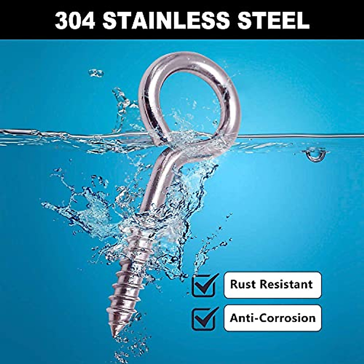Goyunwell Stainless Steel Screw Eyes for Wood 10pcs Eye Hook Screw in Heavy Duty Anti Rust Eye Wood Screws Large Eye Hooks Screw Eyes Eyebolts (M6 3-1/8 inch (80mm)