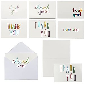 Rainbow Thank You Cards with Envelopes, Bulk Boxed Set (4x6 In, 144 Pack)