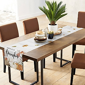 Fall Decor Table Runner 72 Inches Long, Pumpkin Orange Dresser Scarves Thanksgiving Kitchen Dining Table Setting Decoration for Holiday Party Wedding