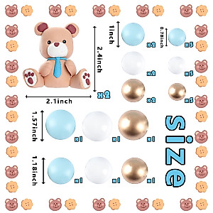 Bear Cake Toppers With Blue Gold White Cake Topper Mini Balloons, For Baby Shower Gender Reveal Party Birthday Party Bear Theme Party Supplies (Blue)