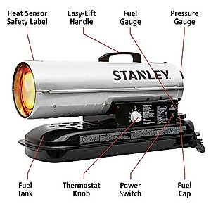 STANLEY 80,000 BTU Kerosene/Diesel Forced Air Heater with Thermostat