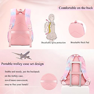 YJMKOI 3PCS Colorful Heart Print Backpack for Girls, Primary Kids Bookbag Set, Purple Backpack with Lunch Box