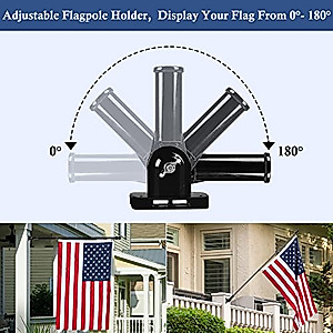 NQ Flag Pole Holder Adjustable, Flag Pole Bracket for Outside House Heavy Duty Aluminum, Multi-Position Flag Pole Mounting Bracket Rust Free with Hardwares, 1" Inner Diameter (Black- 1 Pack)