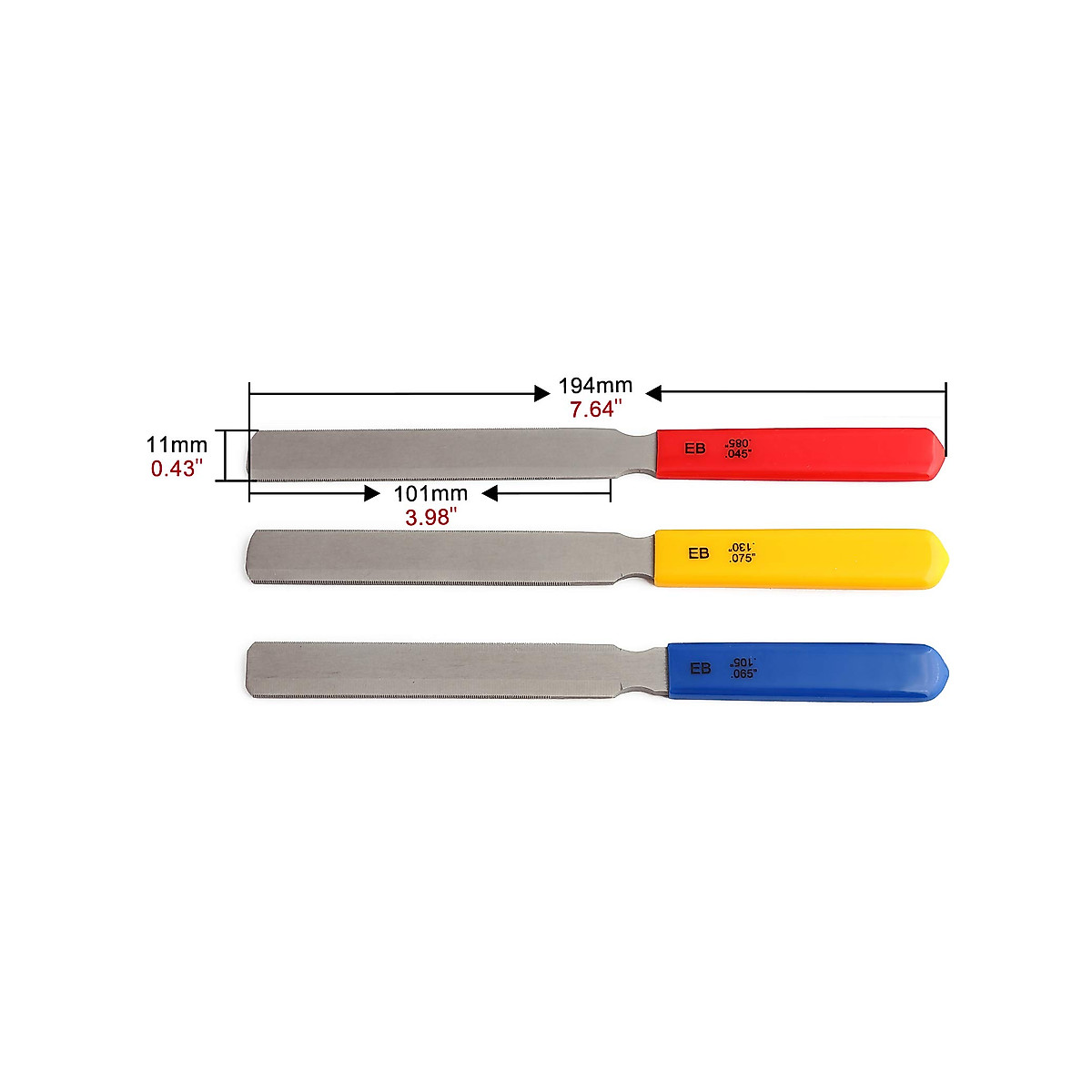 Holmer Bass Guitar Nut Files Double Edge Nut Slotting Files Set Fret Crowning Files Luthier Tools for P Bass Jazz Bass Guitar Set of 3Pcs.