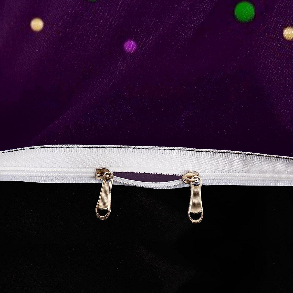 Wu5dra Duvet Covers Set Queen Size Mardi Gras Golden Glitter Fleur De Lis - Soft and Breathable Microfiber Comforter Bedding Set with Zipper Closure for Kids Women Men, 1 Duvet Cover 2 Pillowcase