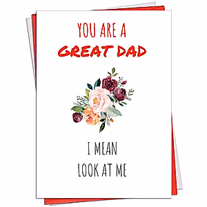 Ikassong Funny Card for Dad Birthday Father's Day 5.3 x 7.6 with 2 Envelopes