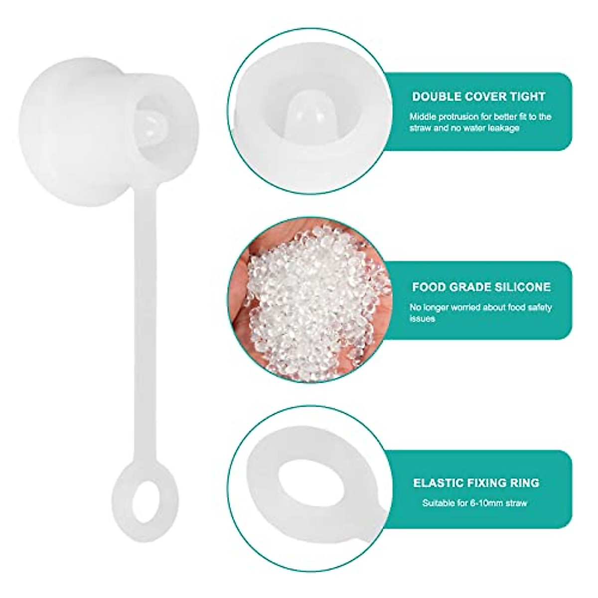 4 Pack Straw Cover Compatible with Stanley H2.0/1.0 Tumbler Cups All OZ, and Others 6-10 mm Straw, Reusable Drinking Straw Cap, Food-Grade Silicone Straw Accessories, Soft Straw Topper, Transparent