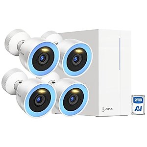 NAPCAT 4K PoE Security Camera System, F1.0 Color Night Vision, 130° Wide Angle, Spotlight, AI Detection, NVR with 2TB HDD, 4Pcs 8MP IP67 PoE IP Outdoor Wired Home Security Cameras (N2814)