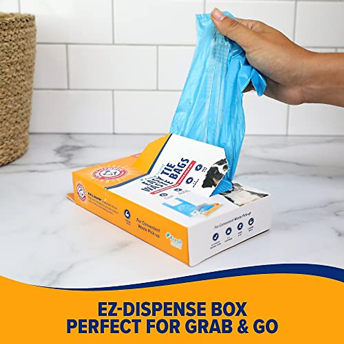 ARM & HAMMER 71041 Easy-Tie Waste Bags, Blue, 75 Count - Pack of 1