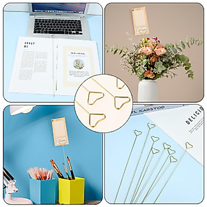 ZEYIYER 20Pcs Heart Pick for Holder, Floral Card Holder Stick, 11.8 Inch Gold Heart Flower Picture Holders, Metal Wire Flower Picks Clip for Wedding Party Birthday ​Cake