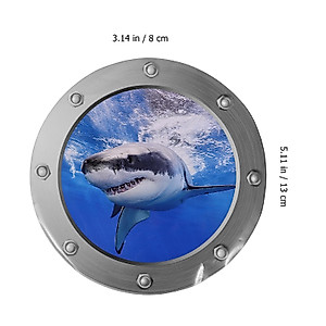 MILISTEN 3D Under The Sea Nature Scenery Removable Shark Wall Decals Animals Wall Sticker for Bathroom Bedroom Door Kids Baby Nursery Room
