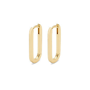 gorjana Women's Parker Huggie Earrings, 18K Gold Plated, Oval High Shine Hoops