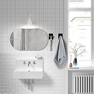 Biomoty Adhesive Hooks, Matte Black Towel Hooks for Bathrooms, Stainless Steel Sticky Hooks for Kitchen Door, Heavy Duty Wall Hooks for Hanging Key Hat Coat Robe Towels, 4 Pack