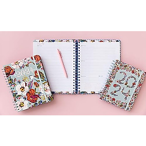 Vera Bradley Hardcover Daily Planner 2023-2024, Spiral Planner Dated August 2023 - December 2024, Jumbo Size Cute Planner, Weekly Planner with Monthly Calendar, Stickers, & Pockets, Sea Air Floral