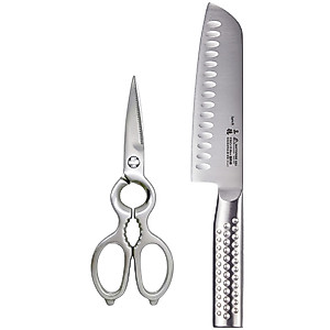 MATTSTONE HILL SINCE 1979 Kitchen Knife Set - 7" Santoku Knife & Kitchen Shears, Asian Chef Knife, Heavy Duty Kitchen Scissors, Poultry Shears