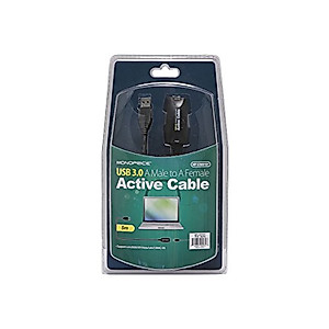Monoprice 5-meter USB 3.0 A Male to A Female Active Extension Cable, Black