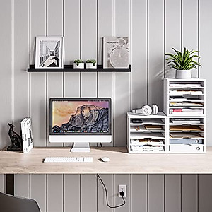 Ballucci File Organizer Paper Sorter, 5 Tier Adjustable Shelves Office Desk Organizer, 13 5/8" x 9 1/4" x 12", White