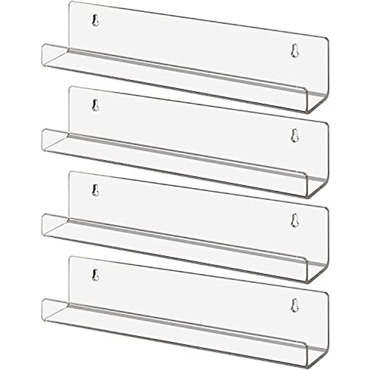 MORDUEDDE Clear Acrylic Shelves Organizer Wall Floating Shelf U-Shaped Holder Toy Book Picture Nail Polish Display Storage for Bathroom Kitchen Living Room (4)