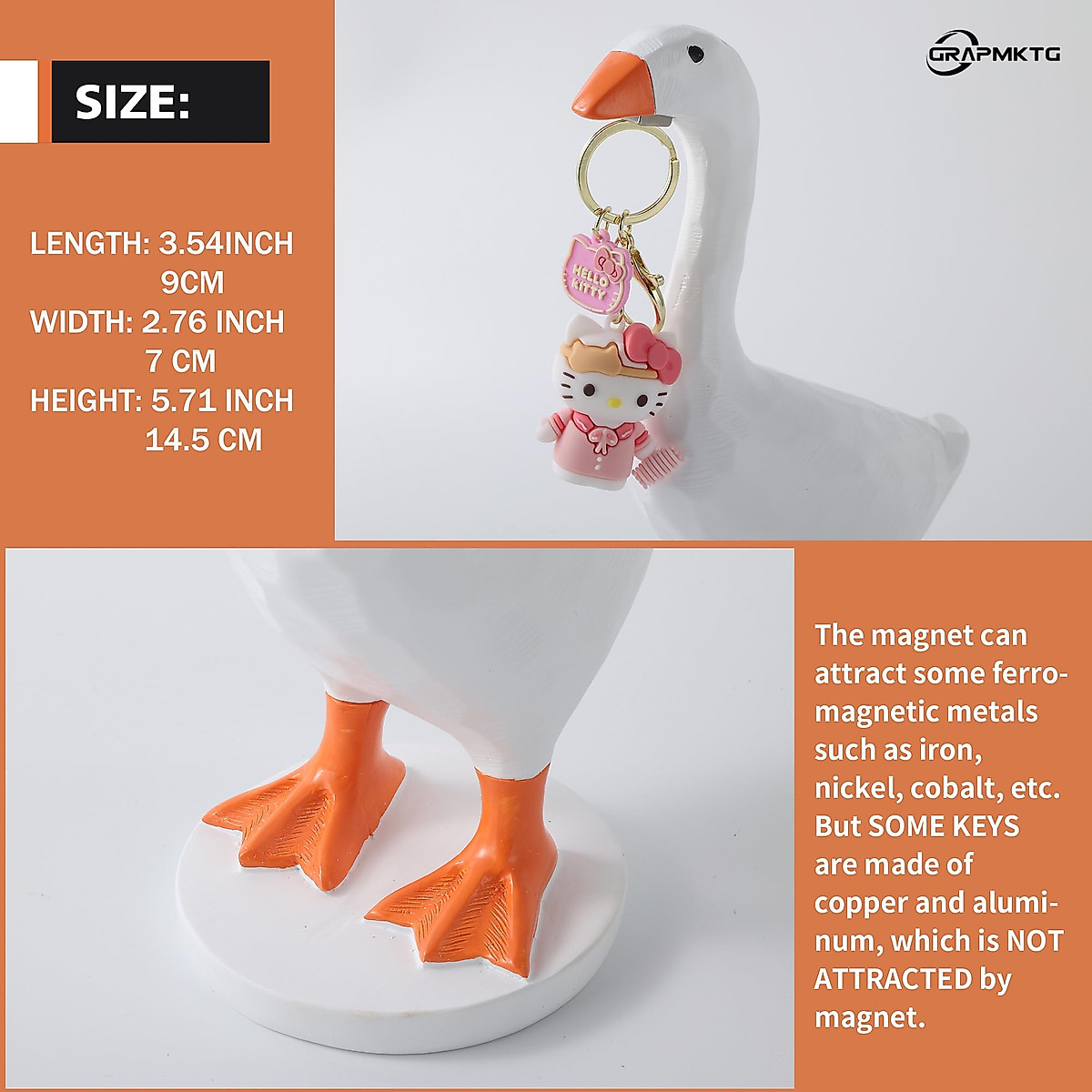 GRAPMKTG Magnetic Goose Key Holder Cute Home Decor Kawaii Room Office Table Desk Decor Aesthetic Funny Bedroom Decor Housewarming Gifts for Women Men1 Pack Small