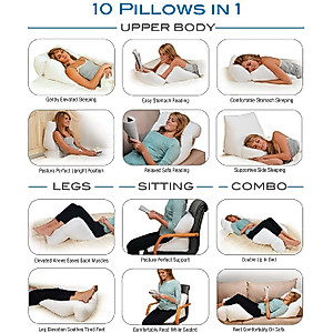Contour Flip Pillow - 10-in-1 Rest Positions Wedge Pillow for Gentle, Plush Elevation for Back, Knees, Legs or Stomach Support Comfort & Relief - Standard Size (20 inch Width - Pillow ONLY)